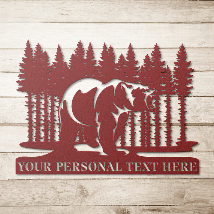 Personalized Nature Wildlife Bear Name Metal Sign Gift. Custom Black B ...