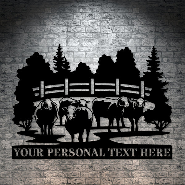Personalized Sheep Group Name Metal Sign Gift. Custom Ranch Wall Decor ...
