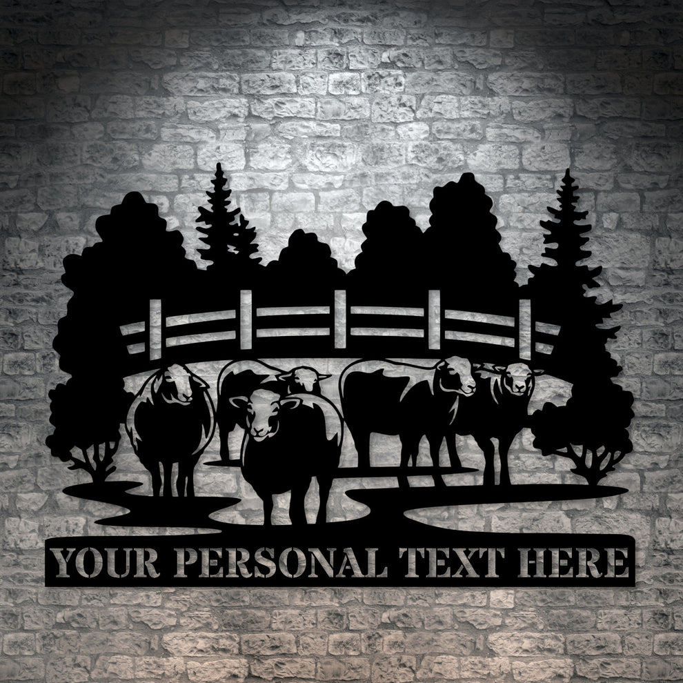 Personalized Sheep Group Name Metal Sign Gift. Custom Ranch Wall Decor ...
